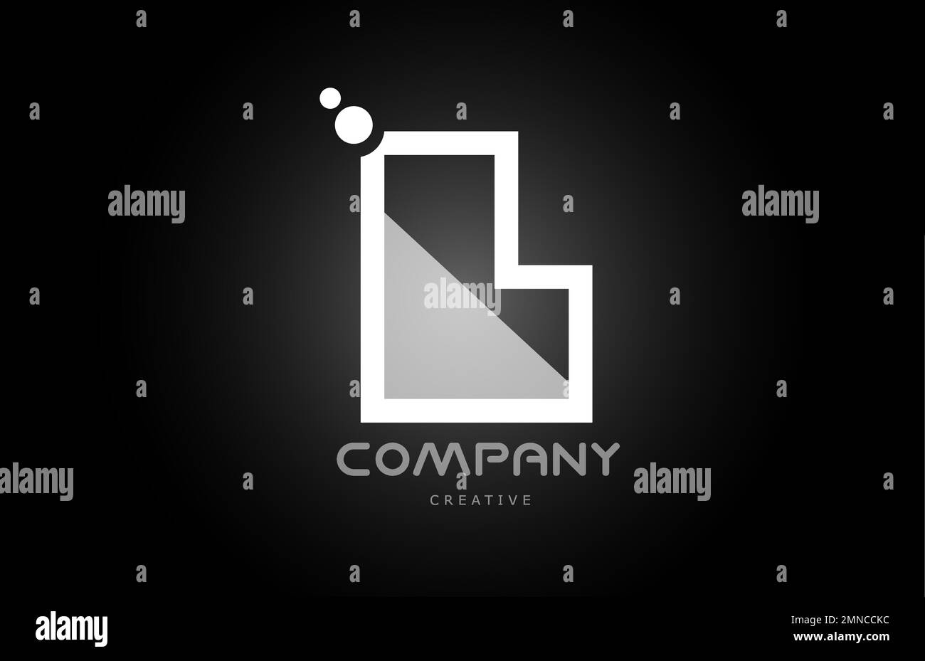 L black and white alphabet letter logo icon with dots. Creative ...