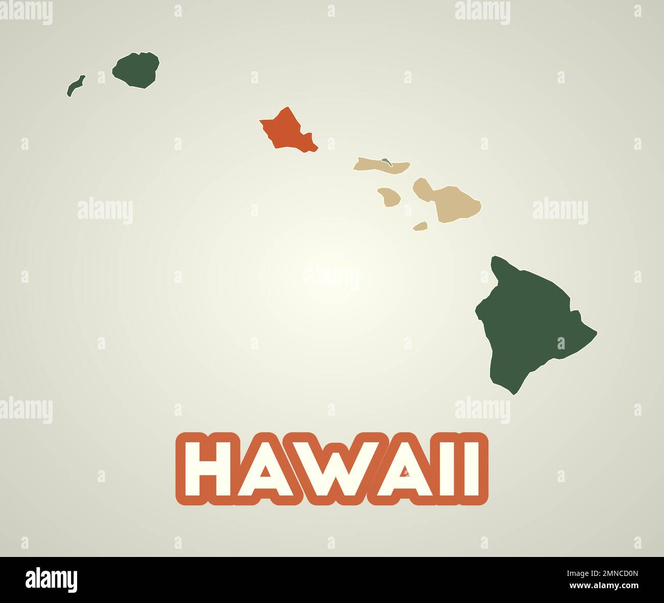 Hawaii poster in retro style. Map of the US state with regions in ...