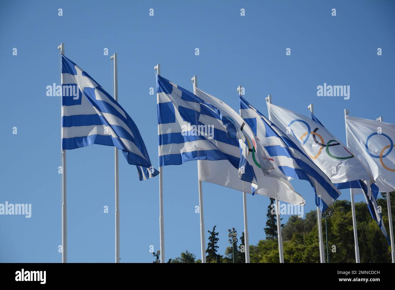 Olympic flag greek flags hi-res stock photography and images - Alamy