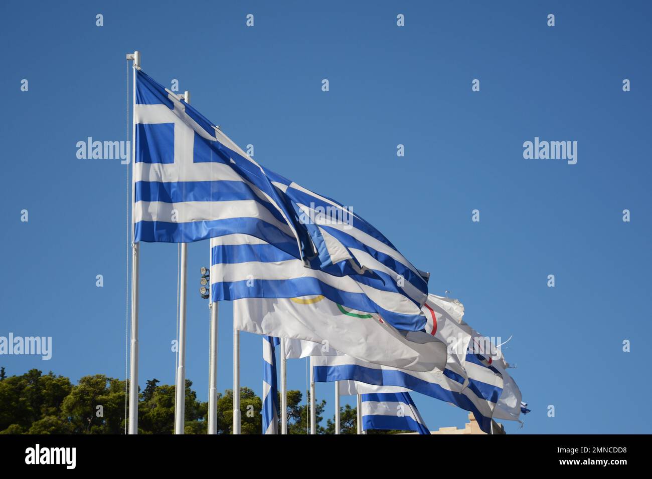 Olympic flag greek flags hi-res stock photography and images - Alamy
