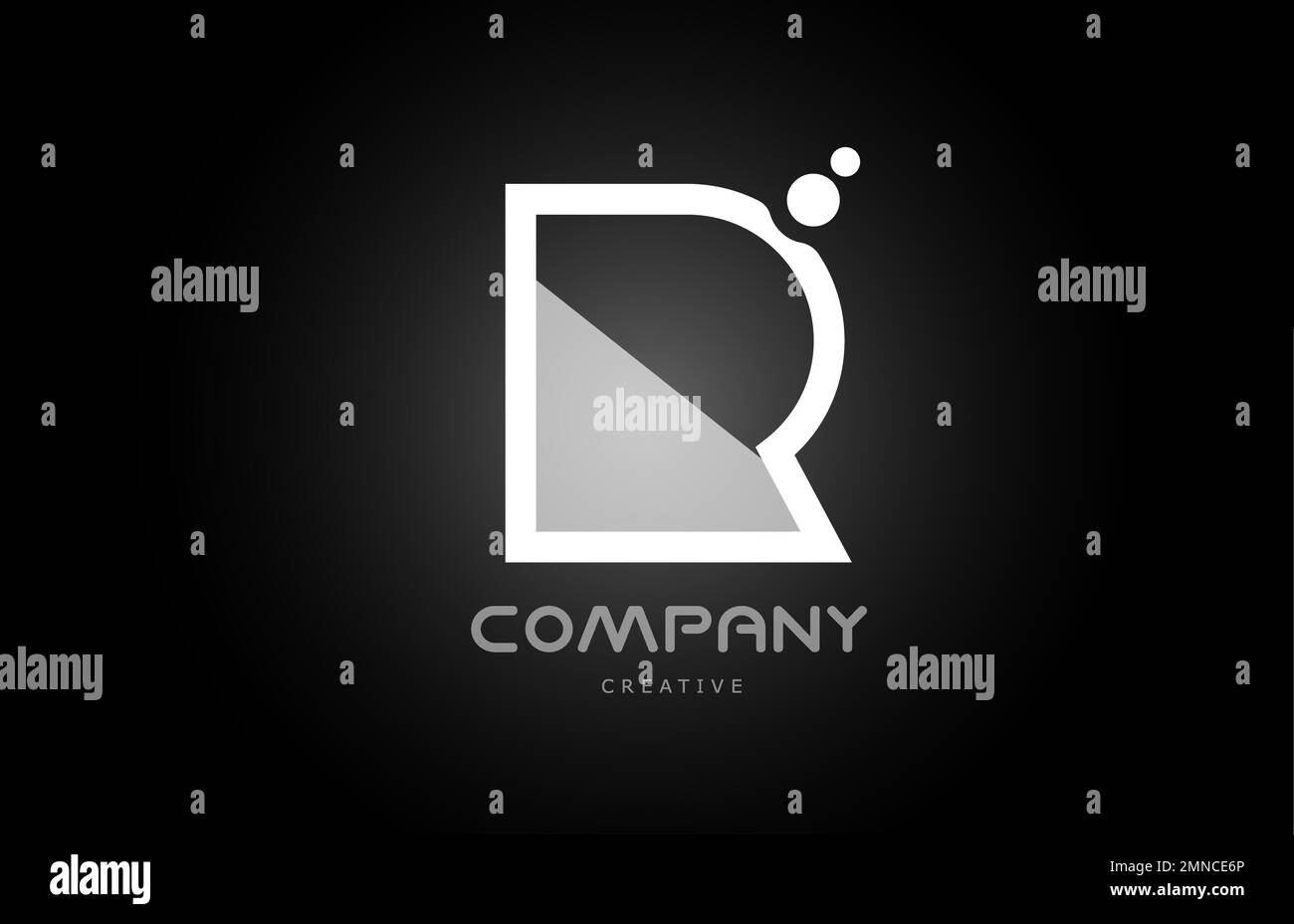 R black and white alphabet letter logo icon with dots. Creative ...