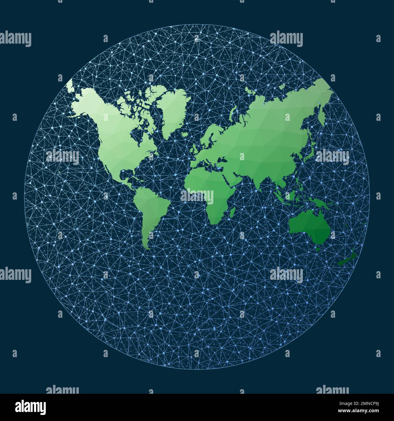World Map Connection Lagrange Projection Green Low Poly World Map With Network Background