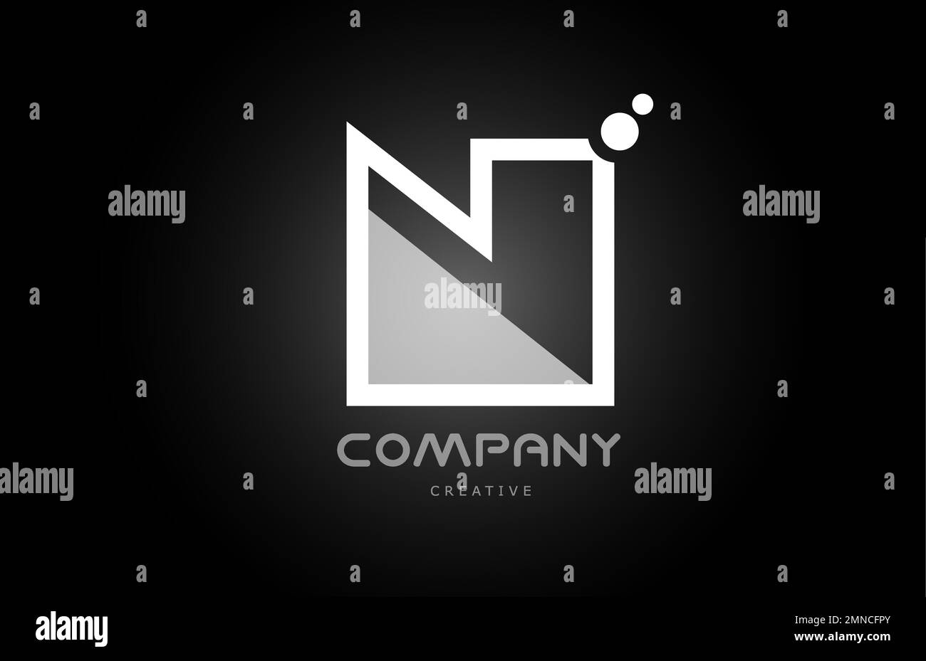 N black and white alphabet letter logo icon with dots. Creative ...