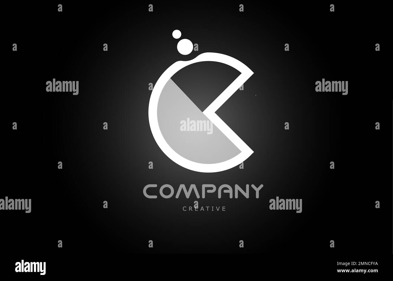 C black and white alphabet letter logo icon with dots. Creative ...