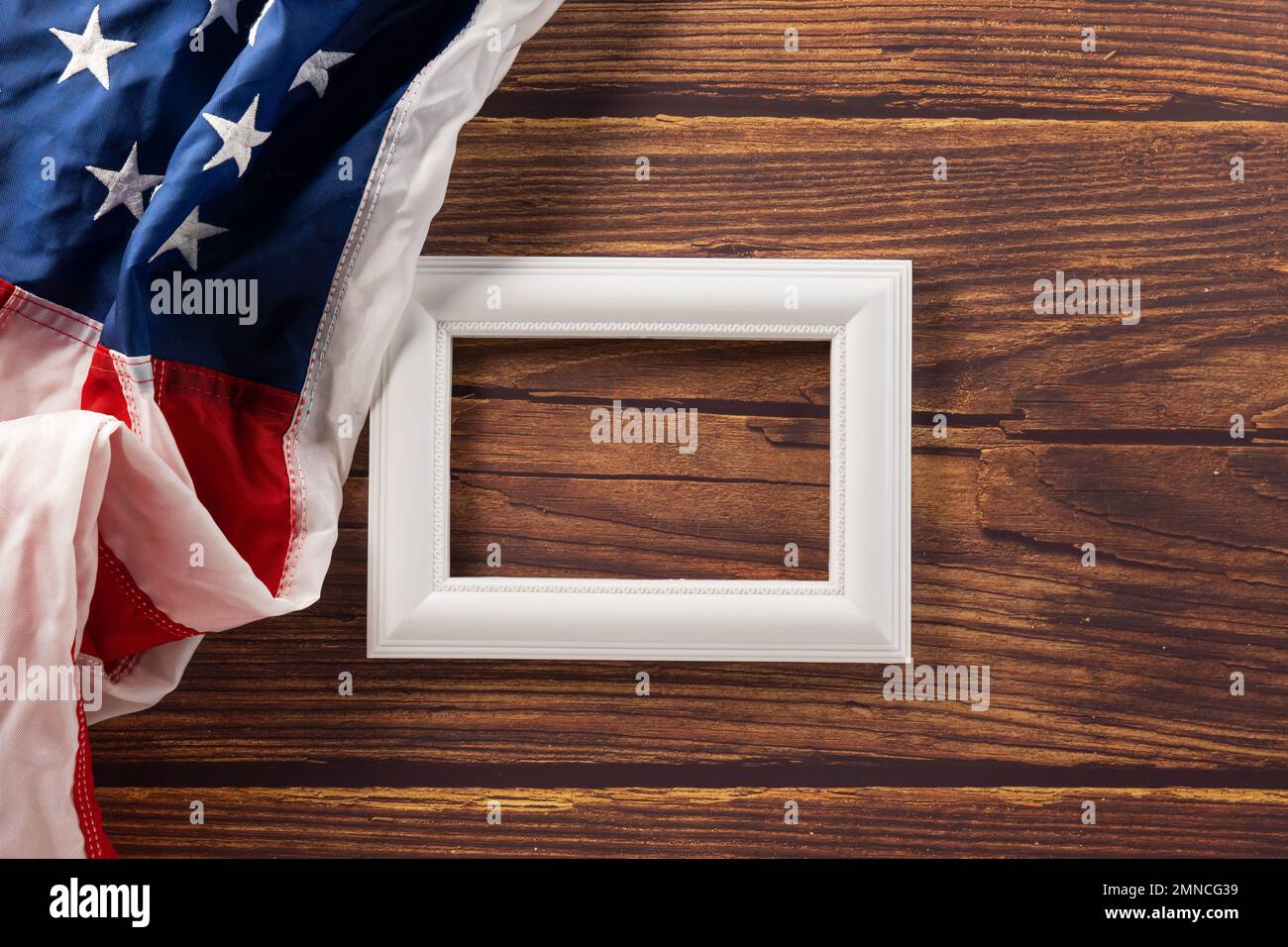 flag of United States American and photo frame with space Stock Photo ...