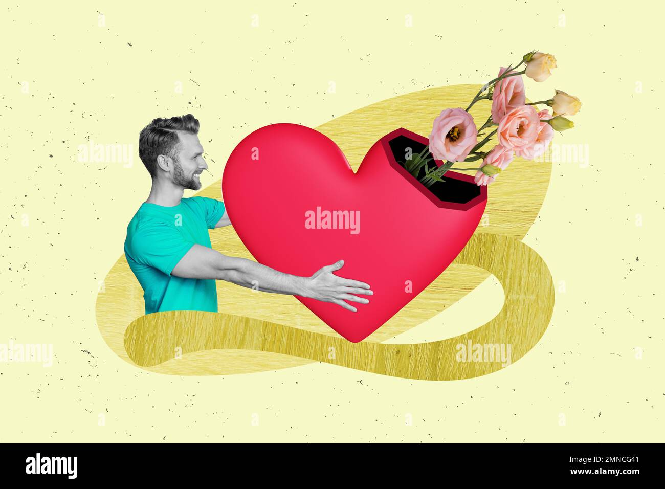 Photo sketch collage graphics artwork picture of smiling charming guy ...