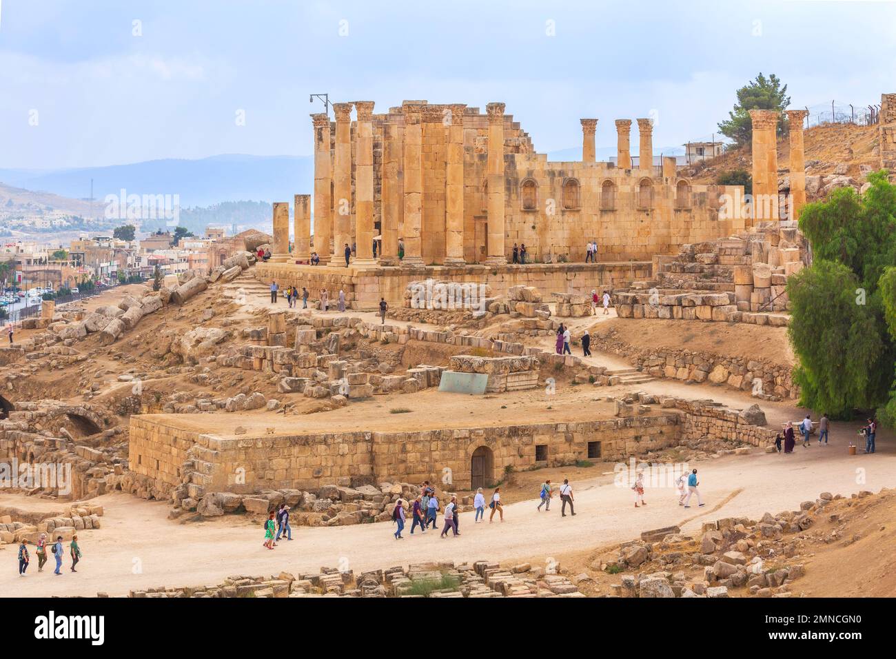 Jerash, Jordan - November 7, 2022: People visiting Temple of Zeus in ...
