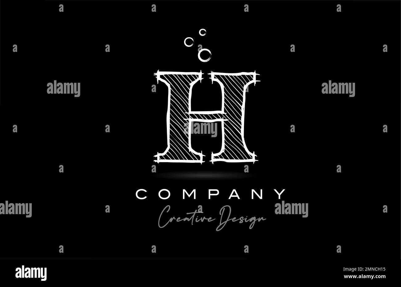 H pencil drawing alphabet letter logo icon with cartoonish style ...