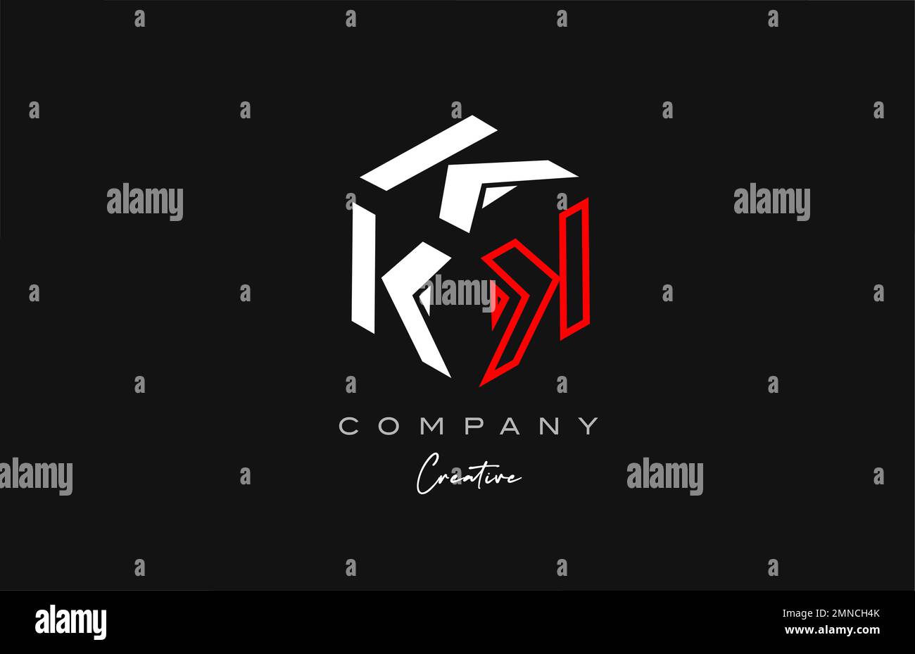 K red line three letter cube alphabet letter logo icon design. Creative ...