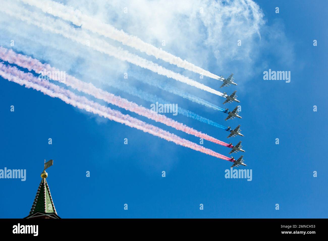 Russian military planes fly over Red Square during the Victory Day ...