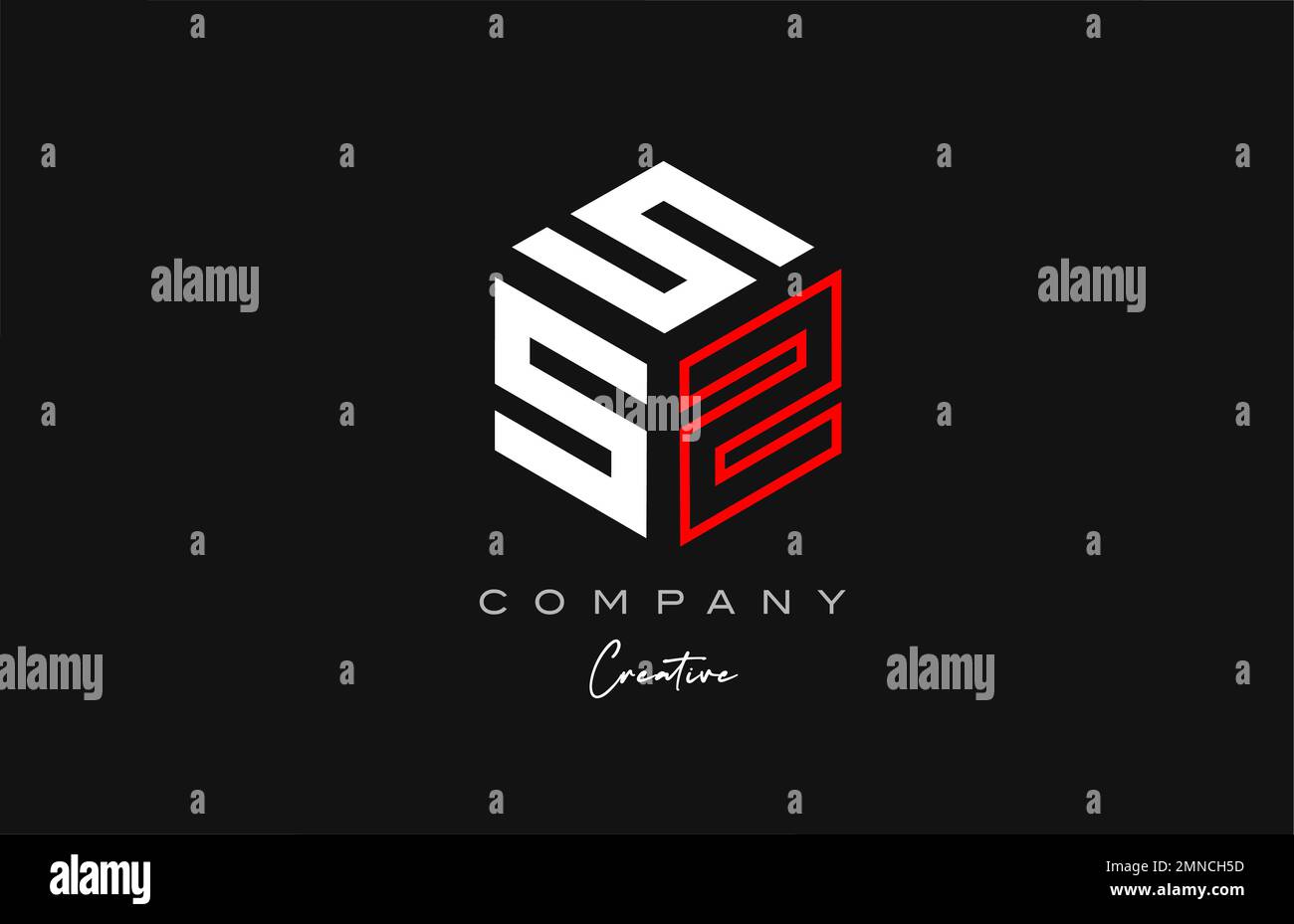 S red line three letter cube alphabet letter logo icon design. Creative ...