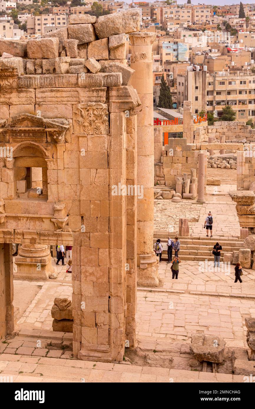 Jerash, Jordan - November 7, 2022: People visiting Gerasa ancient roman ...