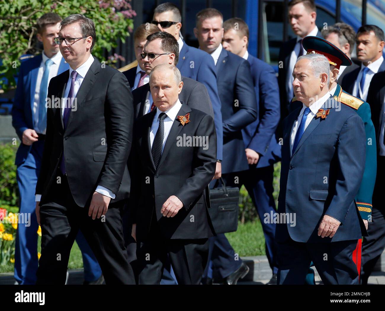 Russian President Vladimir Putin, centre, Serbian President Aleksandar ...
