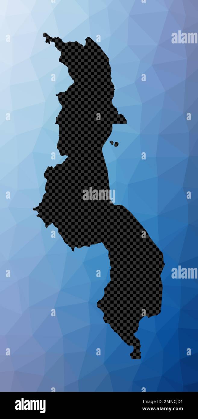 Malawi geometric map. Stencil shape of Malawi in low poly style ...