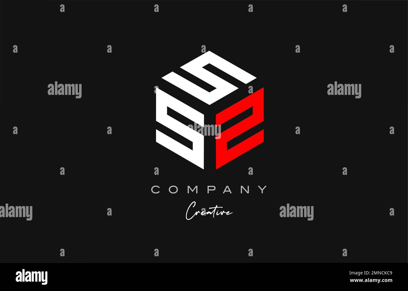 S red white three letter cube alphabet letter logo icon design ...