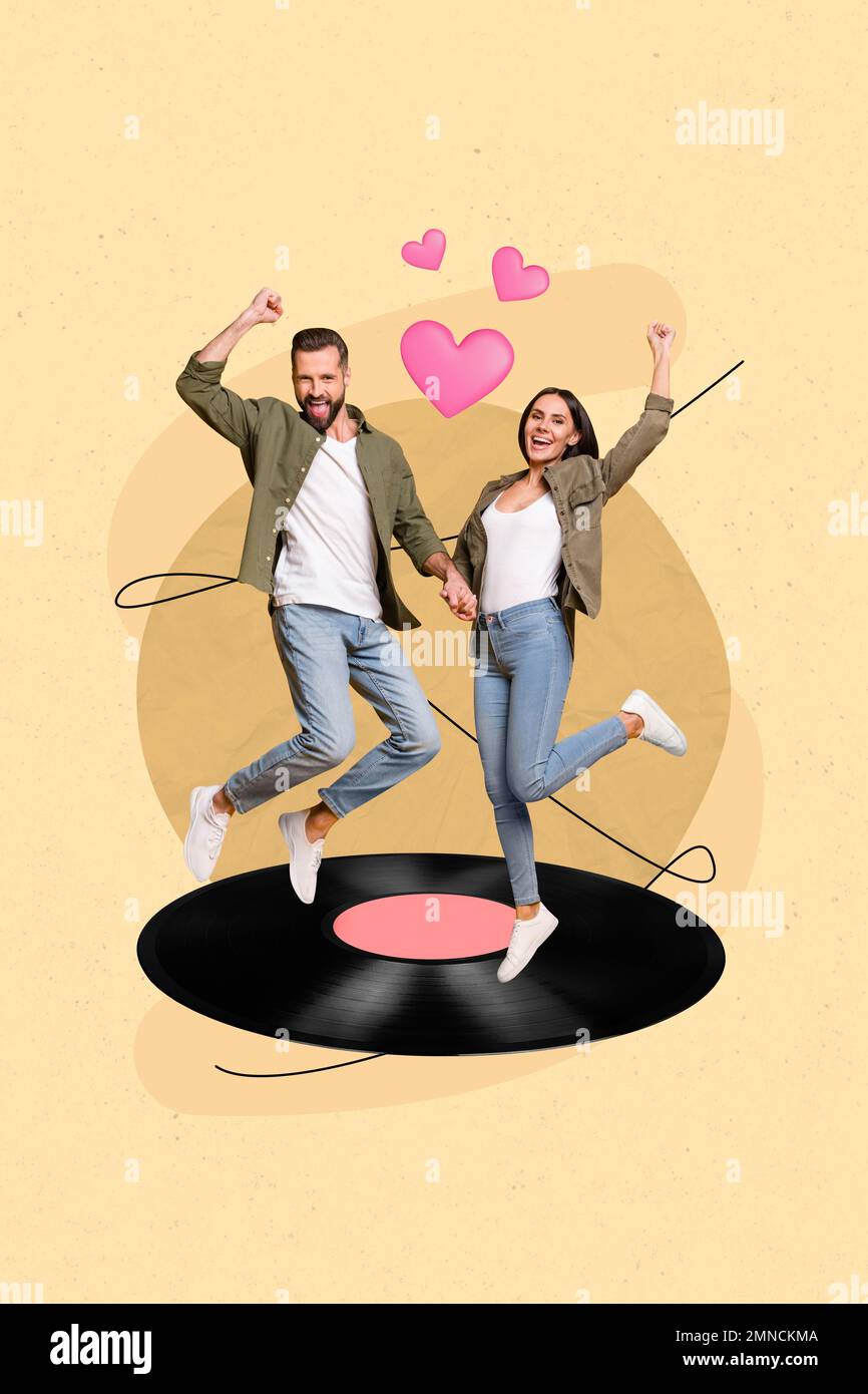 Picture magazine sketch collage poster postcard of positive cheerful ...