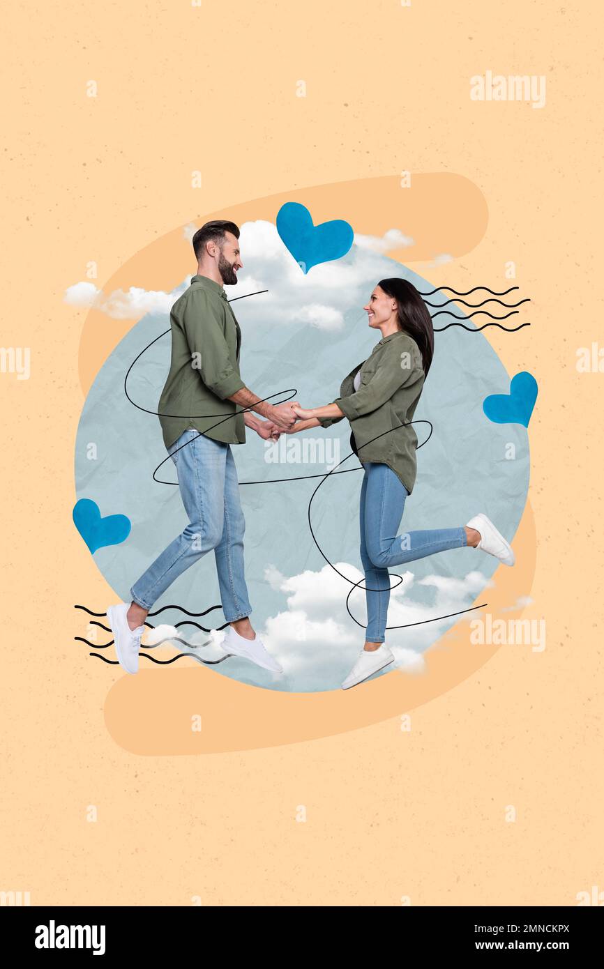 Romantic photo picture collage poster postcard of two happy people ...