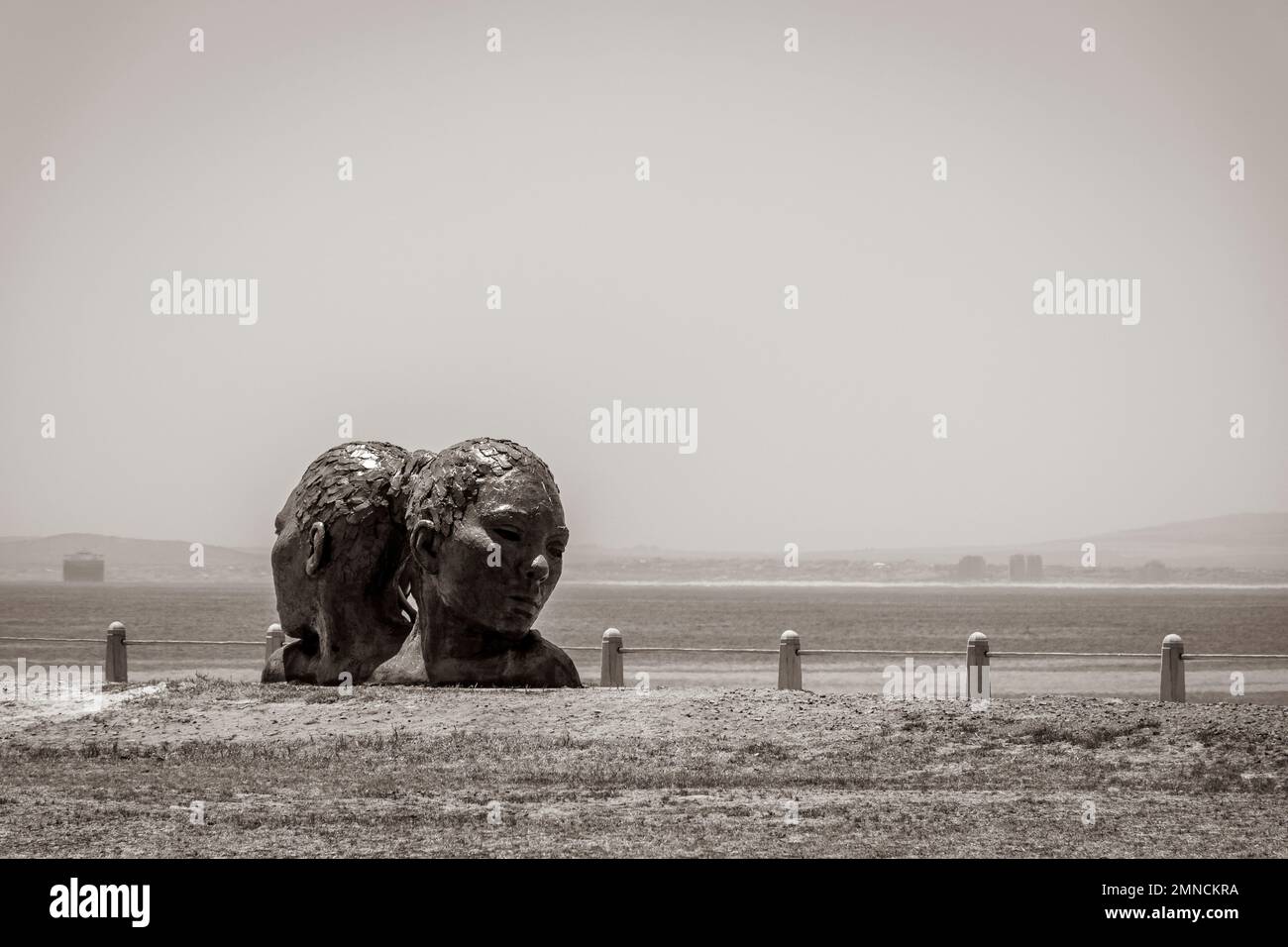 Blue heads statue in Cape Town. Art of south Africa. Sea Point ...