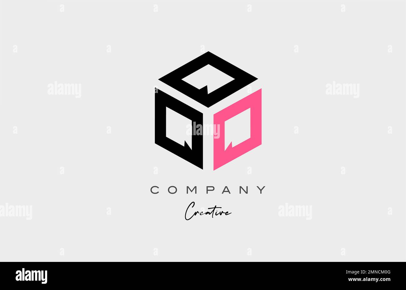 pink Q three letter alphabet letter logo icon design. Creative template ...