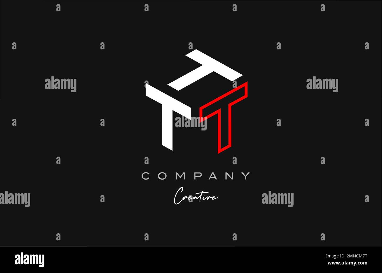 T red line three letter cube alphabet letter logo icon design. Creative ...
