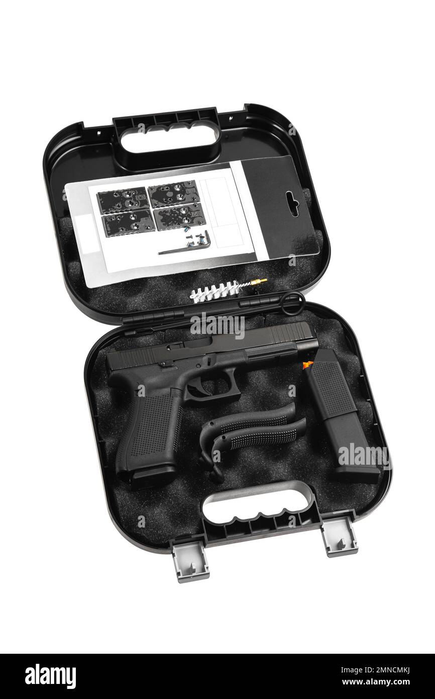 Modern semi-automatic pistol. A short-barreled weapon for self-defense ...