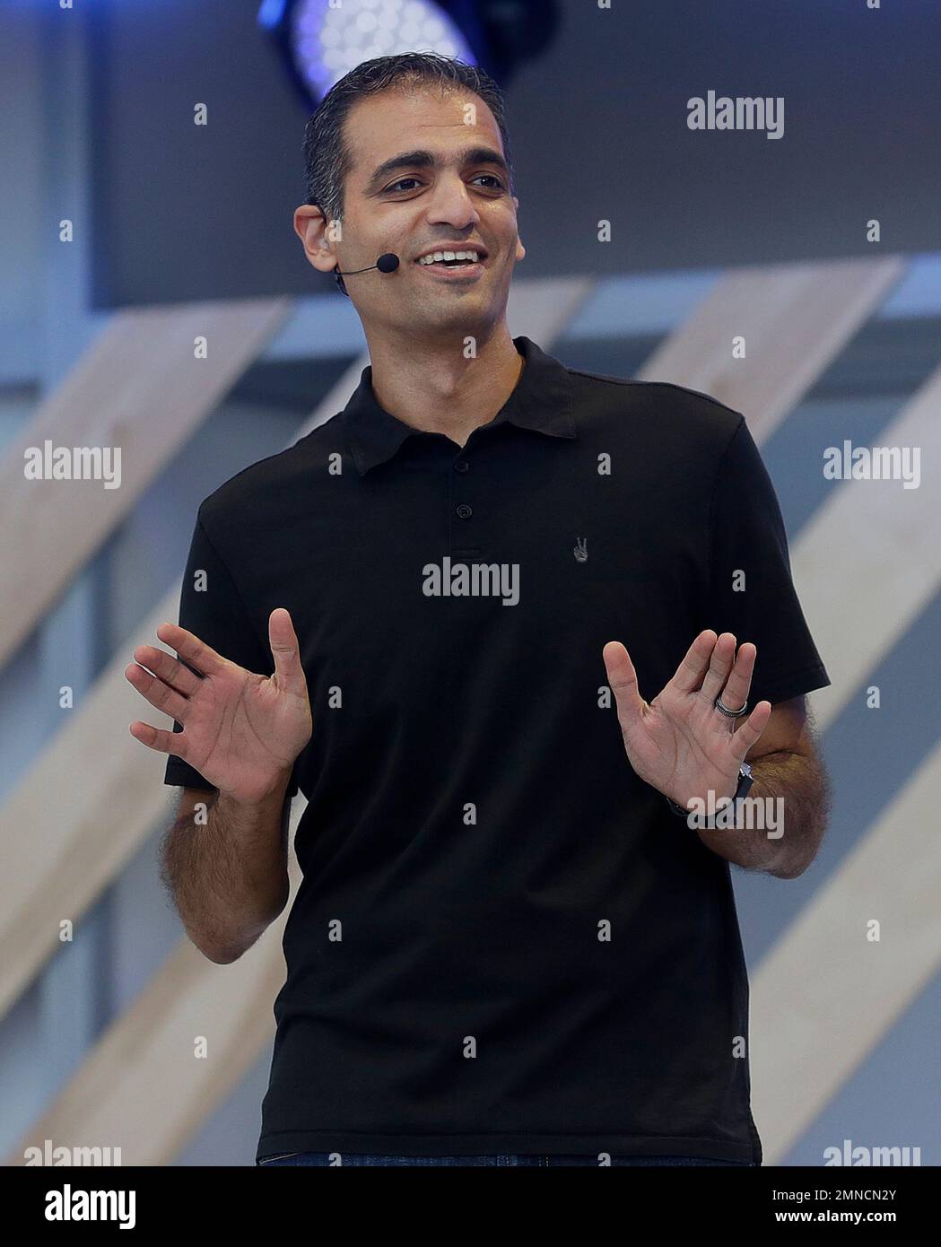Sameer Samat speaks at the Google I/O conference in Mountain View ...