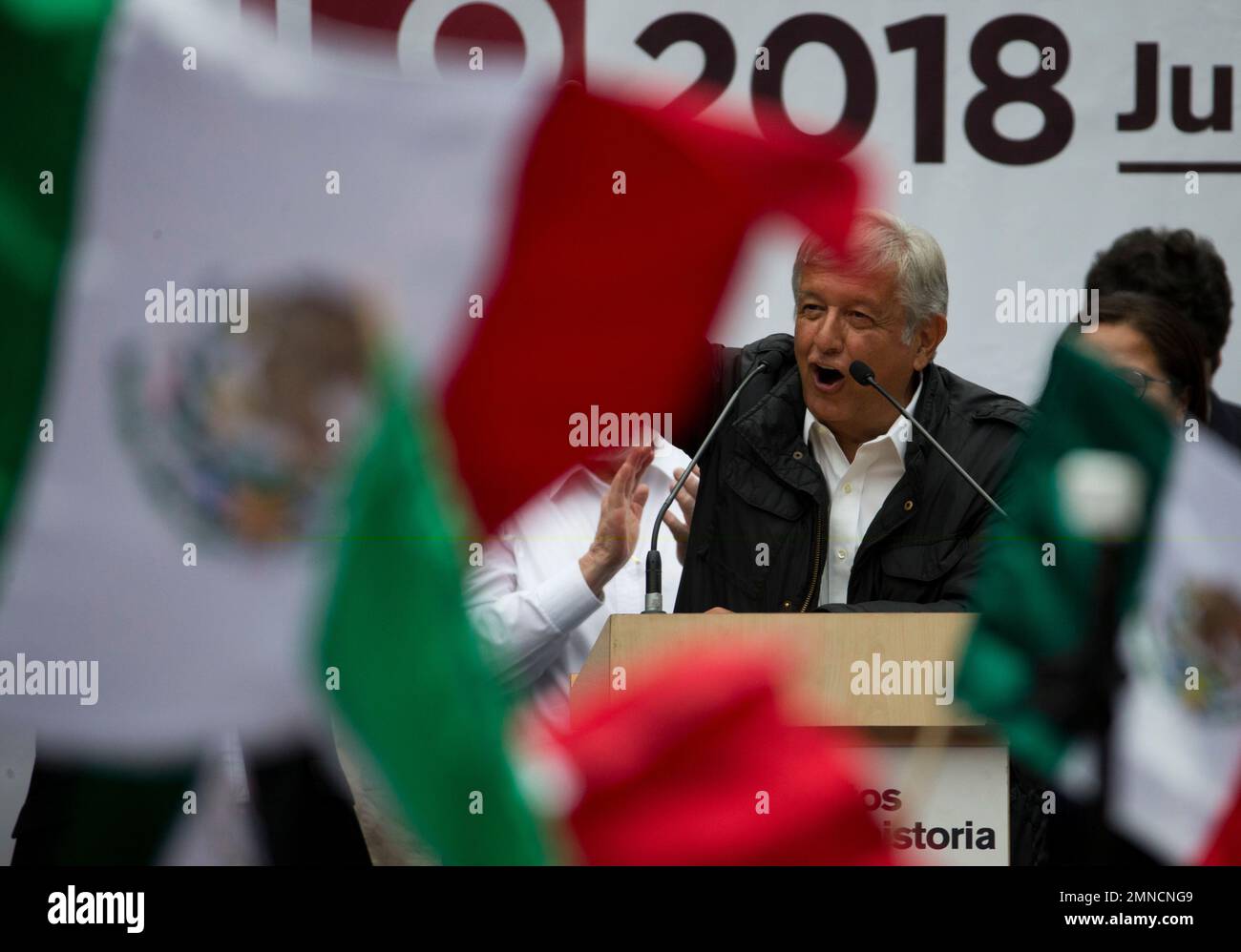 Presidential candidate Andres Manuel Lopez Obrador of the MORENA party ...