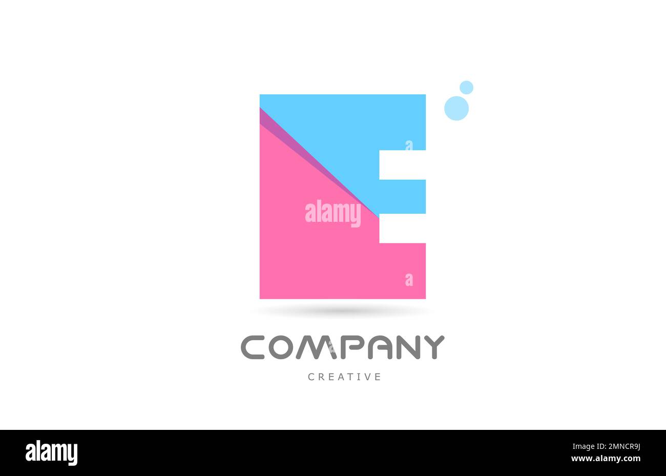 E pink blue geometric alphabet letter logo icon. Creative template for ...