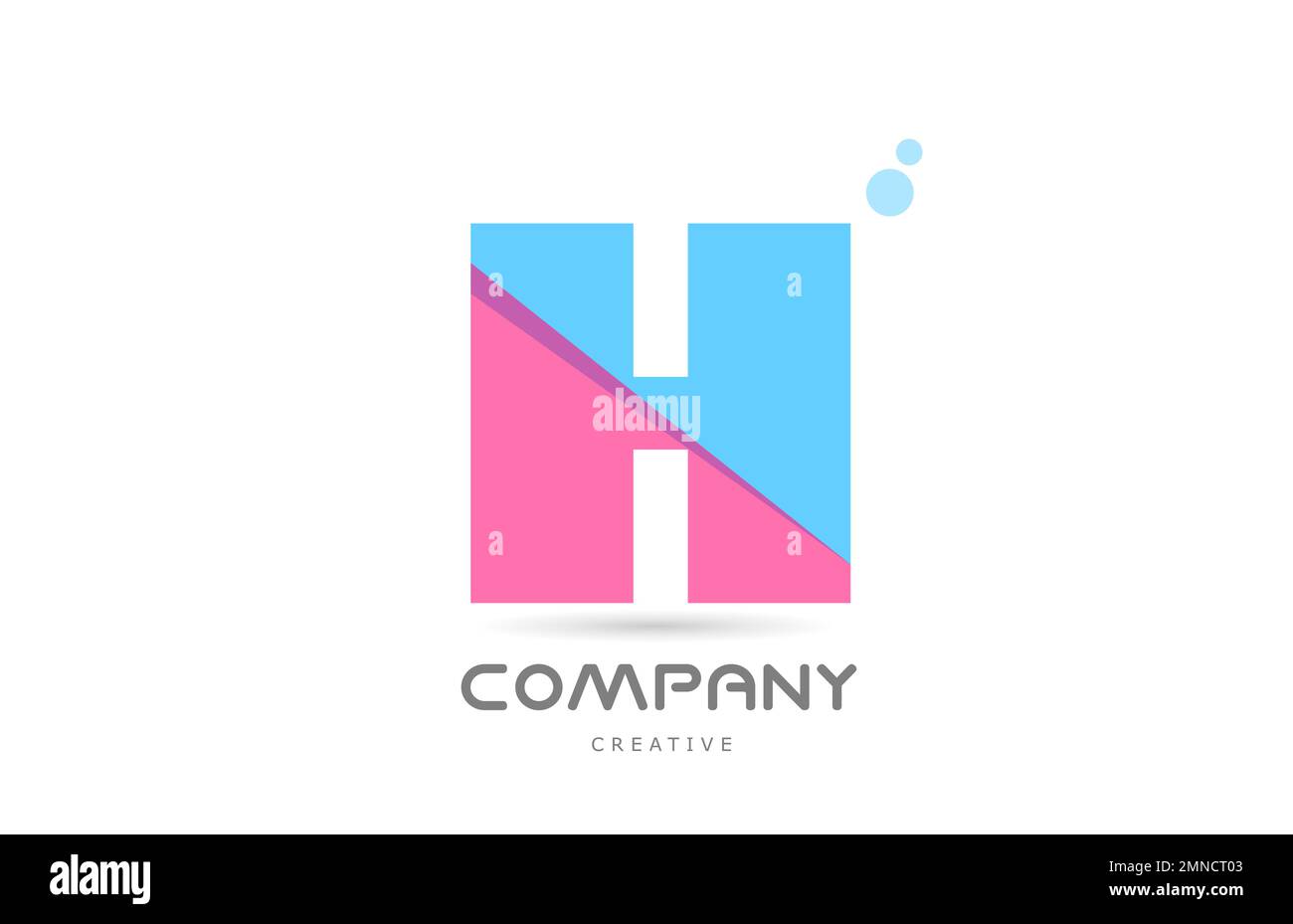 H pink blue geometric alphabet letter logo icon. Creative template for ...