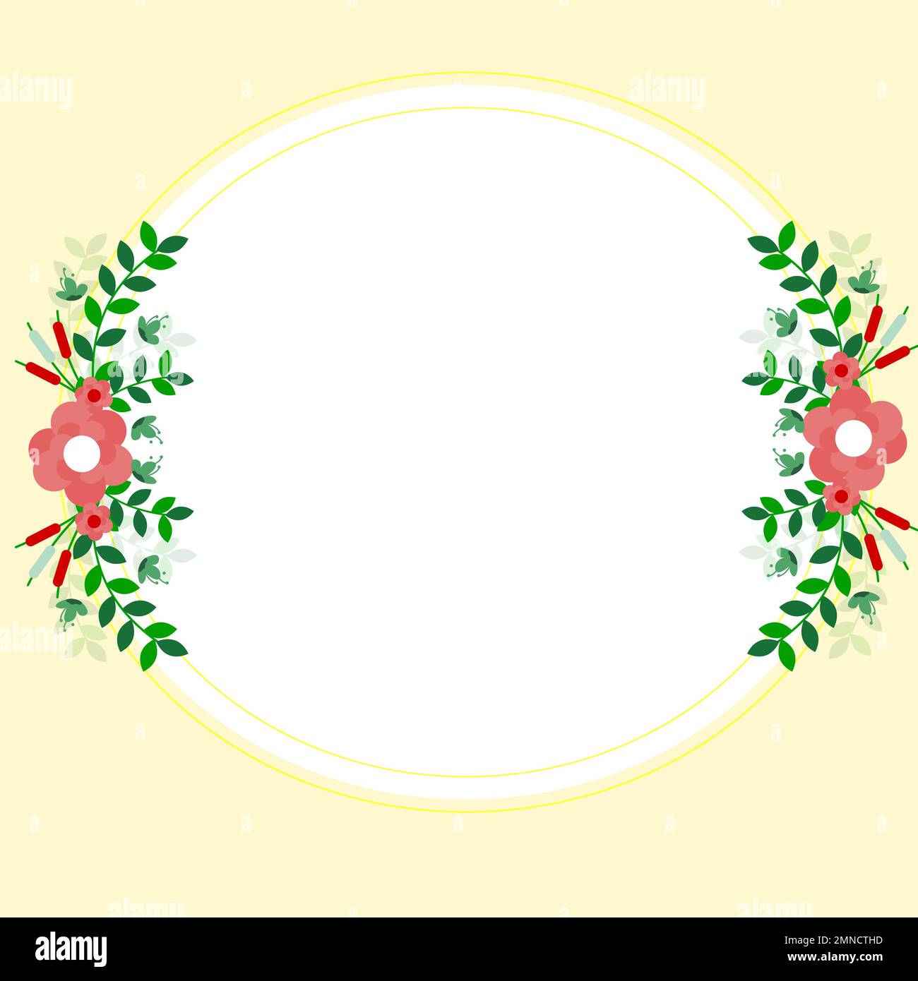 Text Frame Surrounded With Assorted Flowers Hearts And Leaves ...