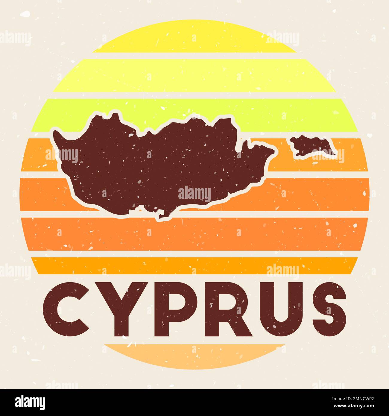 Cyprus logo. Sign with the map of the country and colored stripes ...