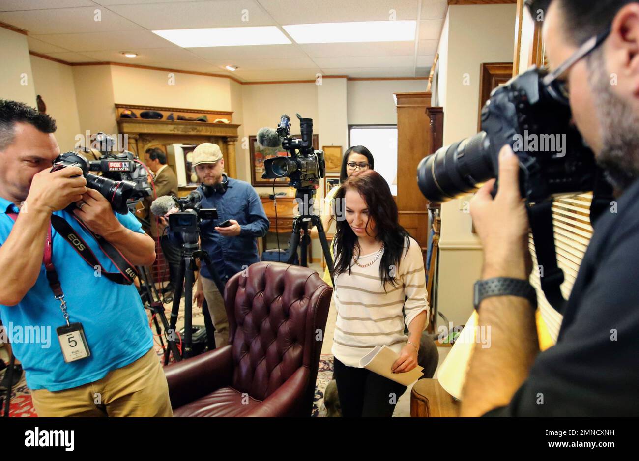 Kiersten Pyke arrives for a press conference at her attorneys office ...