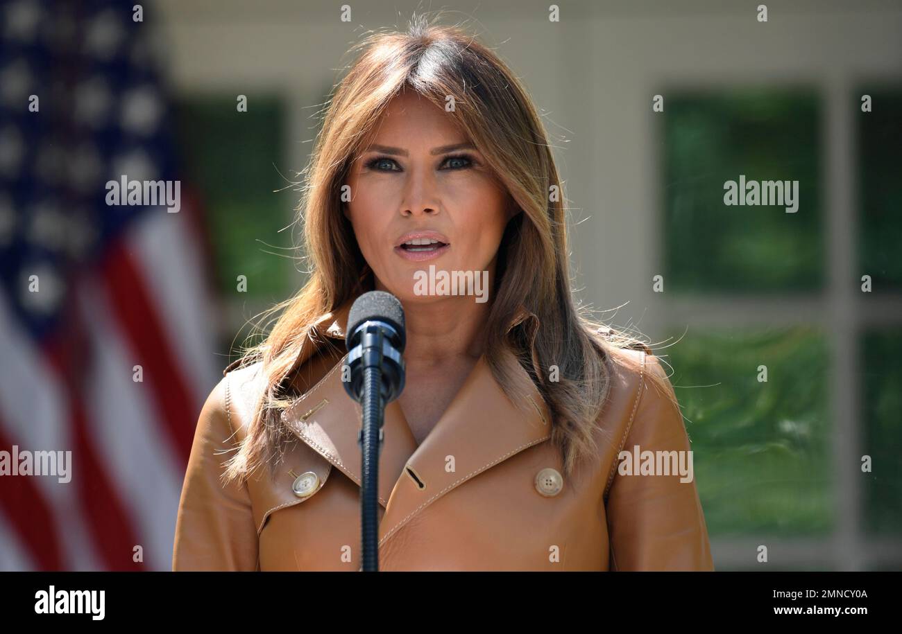 First lady Melania Trump speaks on her initiatives during an event in ...