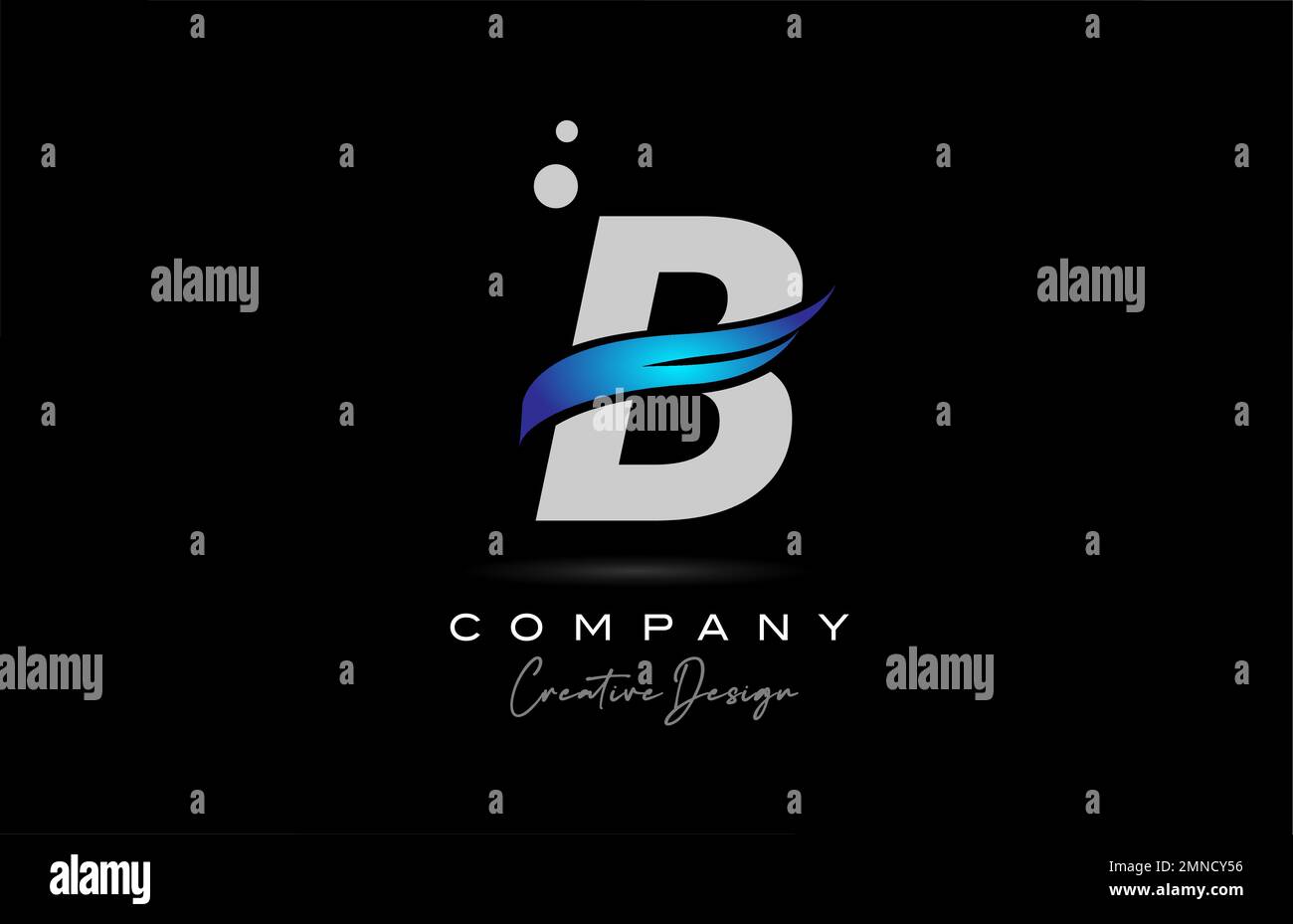 B grey alphabet letter logo icon with blue swoosh. Creative template ...