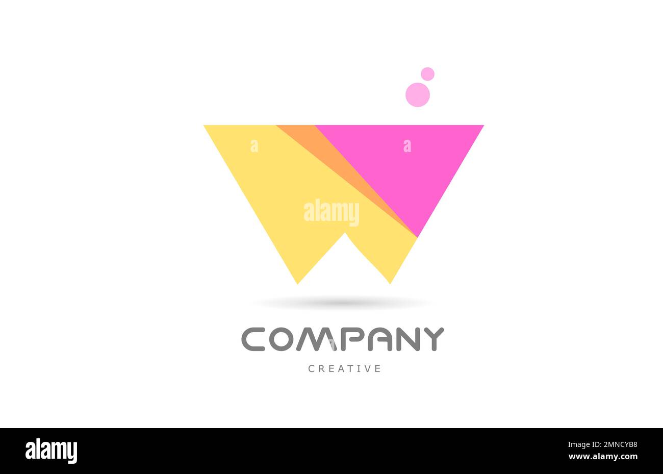 W yellow pink geometric alphabet letter logo icon. Creative template ...