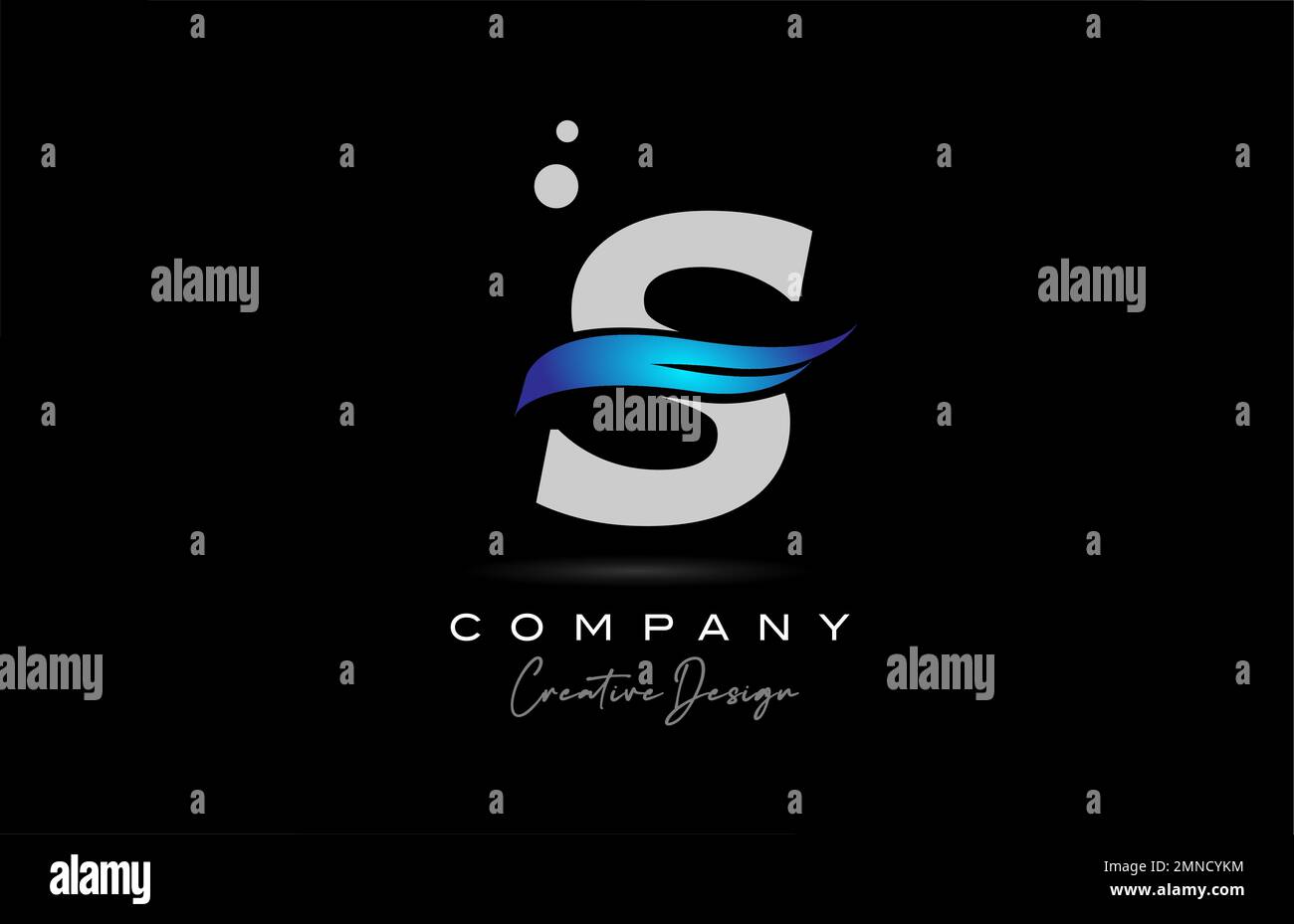 S grey alphabet letter logo icon with blue swoosh. Creative template ...