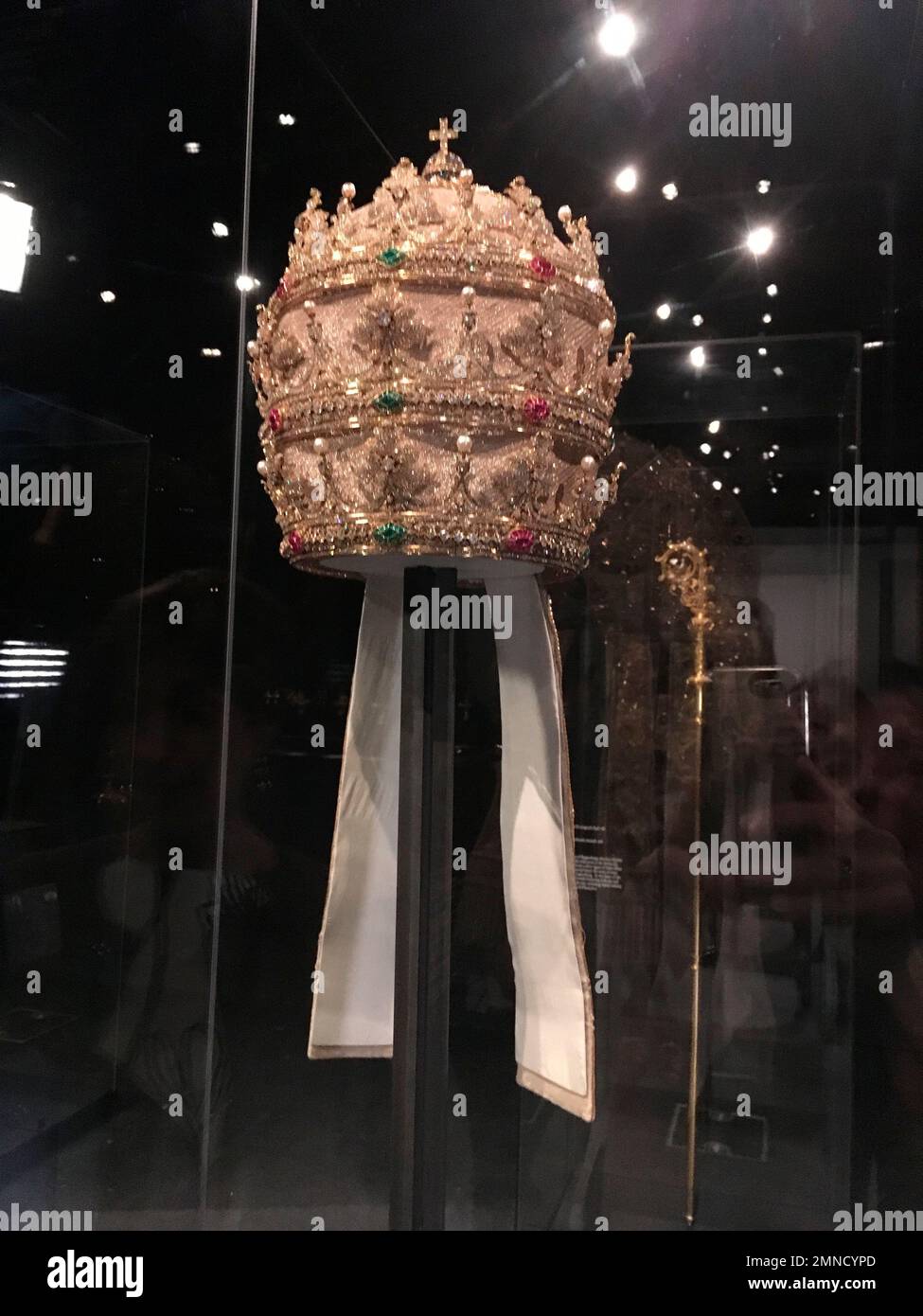 In a May 5, 2018 photo, a jewel-encrusted papal tiara from the Sistine ...