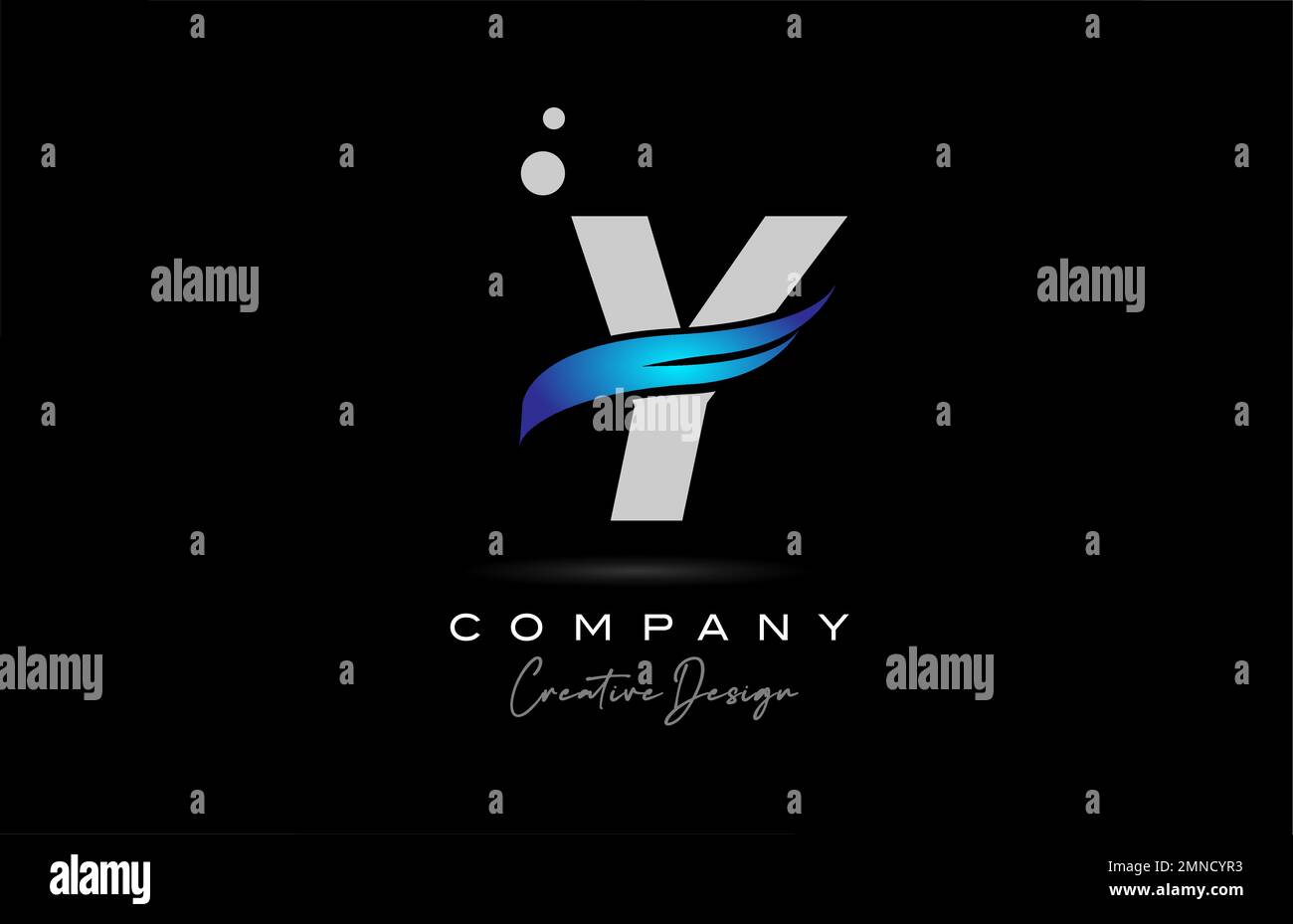 Y grey alphabet letter logo icon with blue swoosh. Creative template ...