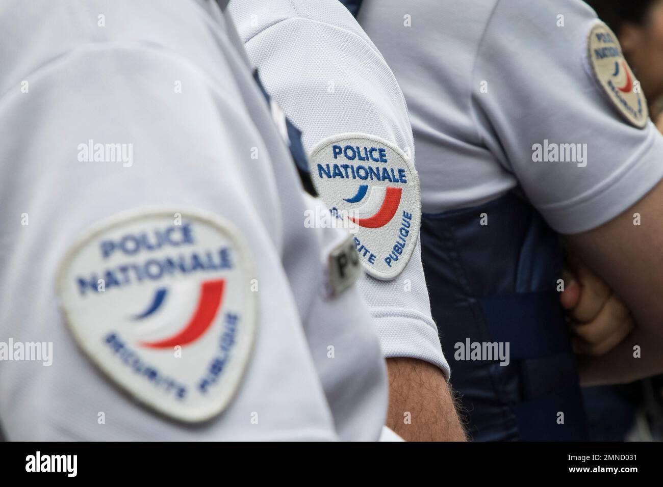 A group of police officers take part in a security exercise on the ...