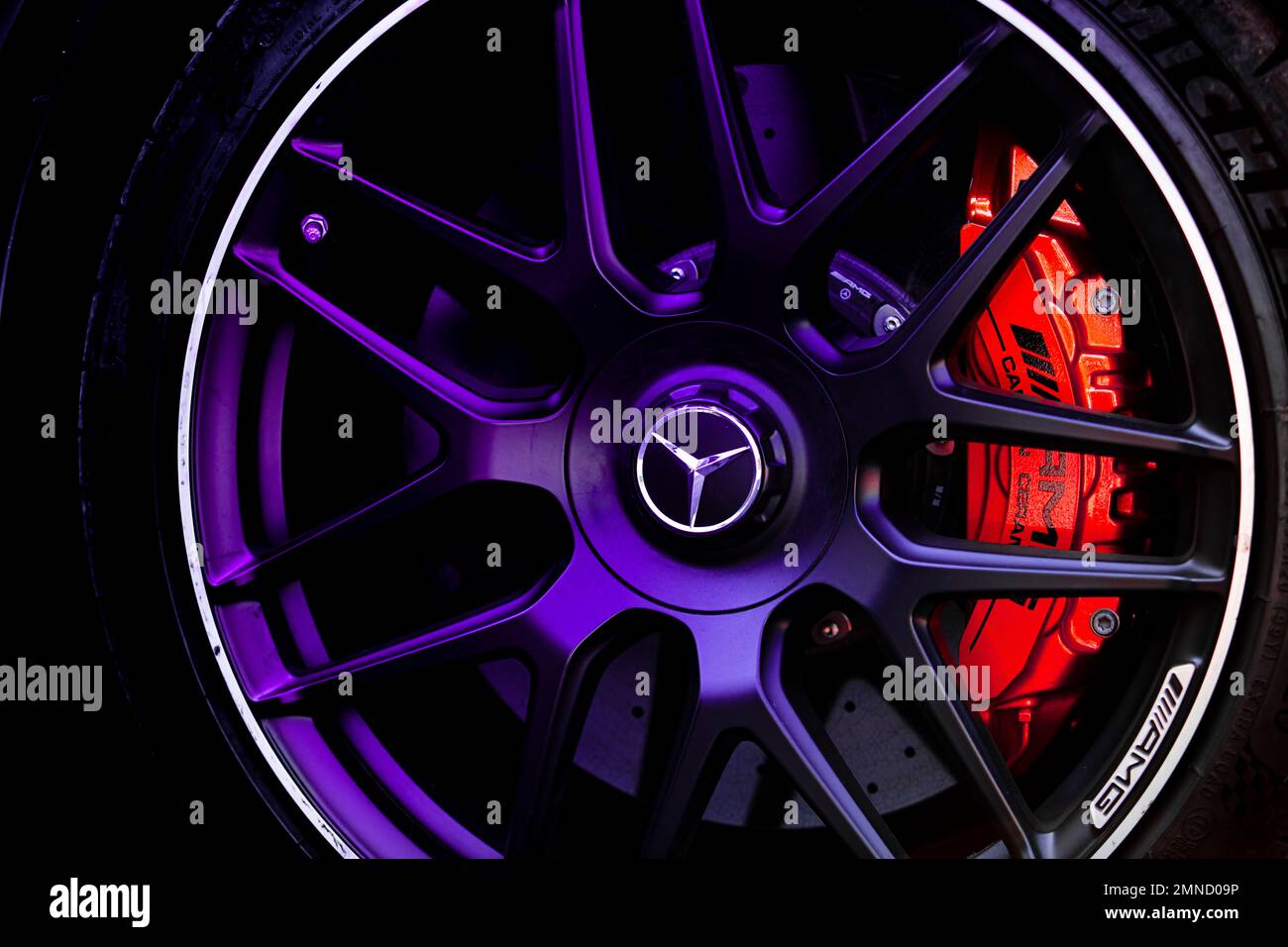 Stuttgart, Germany - June, 2021: Mercedes-Benz wheel. Mercedes amg ...