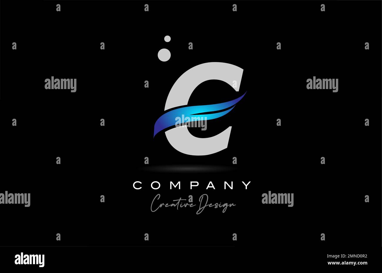 C grey alphabet letter logo icon with blue swoosh. Creative template ...