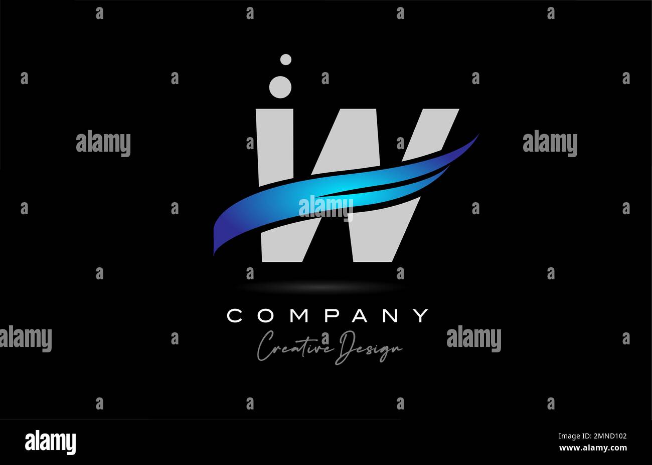 W grey alphabet letter logo icon with blue swoosh. Creative template ...