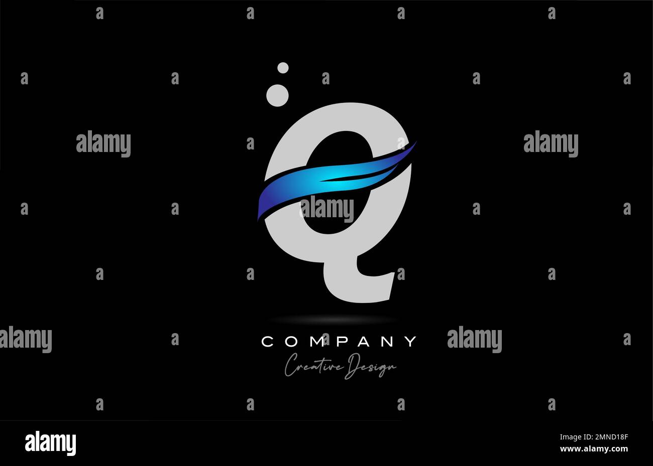 Q grey alphabet letter logo icon with blue swoosh. Creative template ...