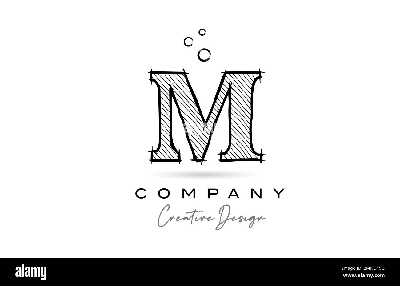 M black white alphabet letter logo icon with cartoonish style. Creative ...