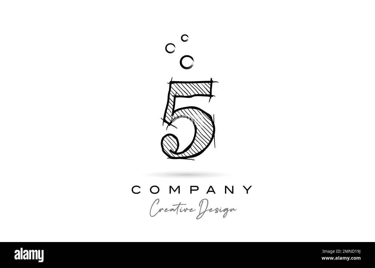 hand drawing number 5 logo icon design for company template or business ...