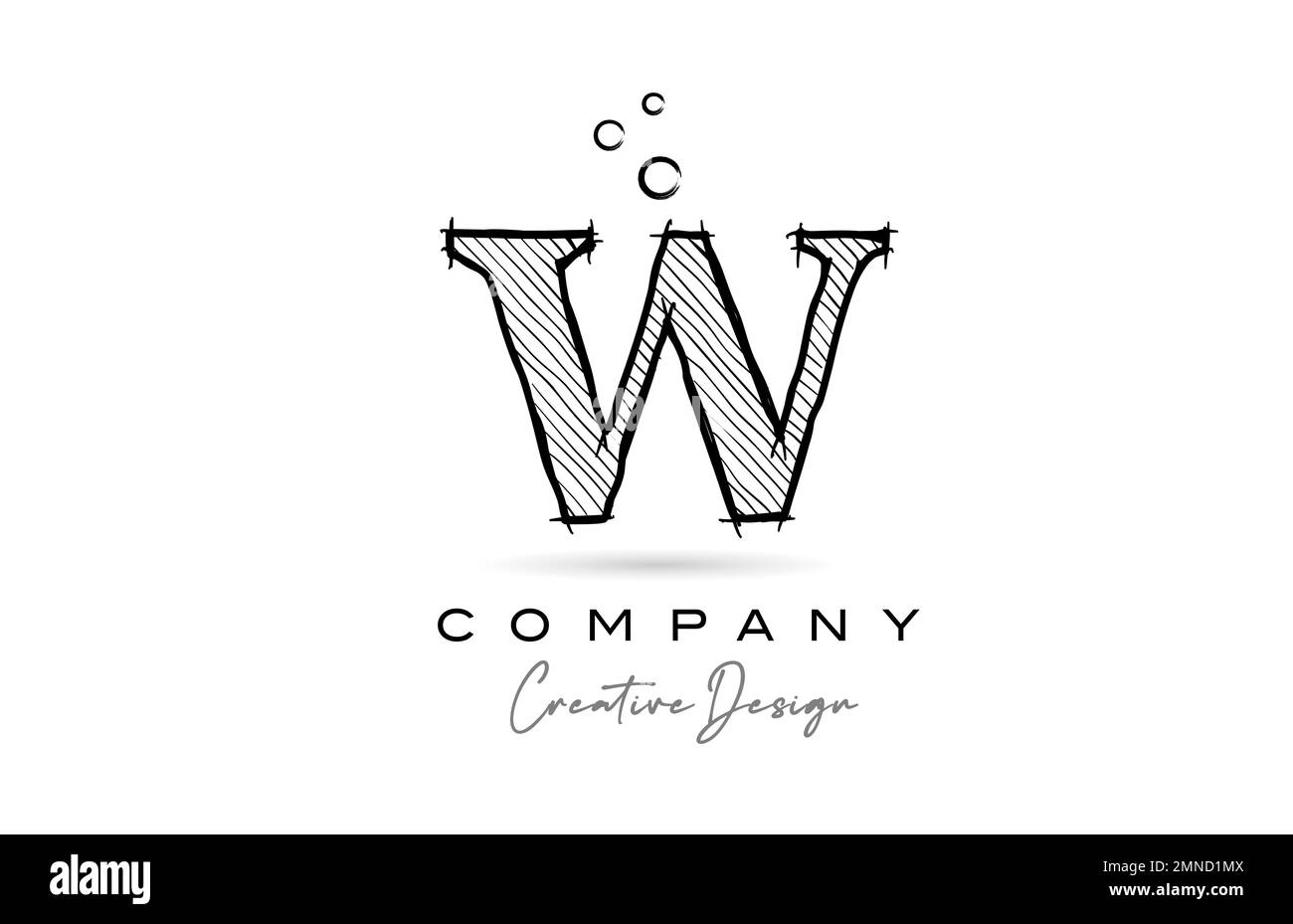W black white alphabet letter logo icon with cartoonish style. Creative ...