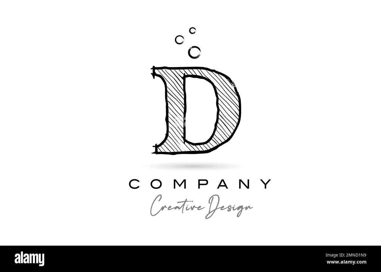 D black white alphabet letter logo icon with cartoonish style. Creative ...
