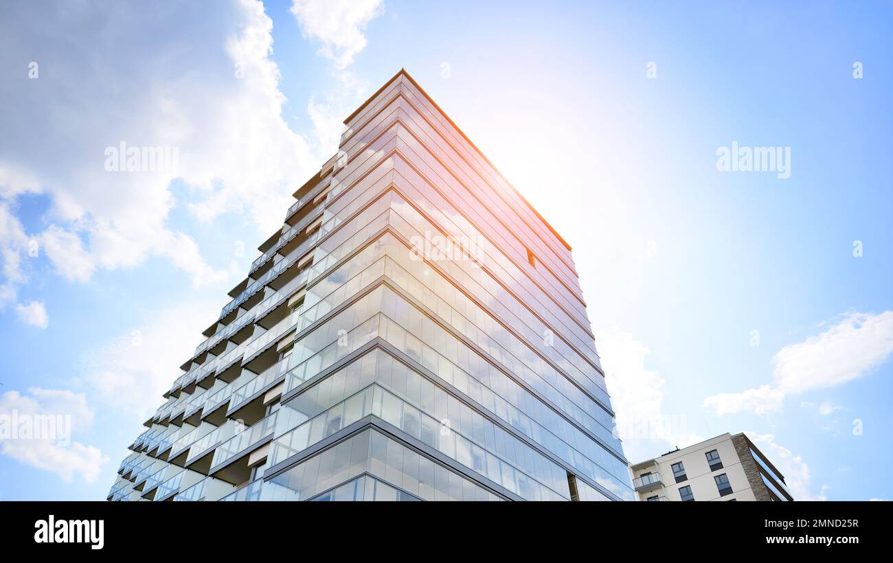 Modern apartment building in sunny day. Exterior, residential house ...