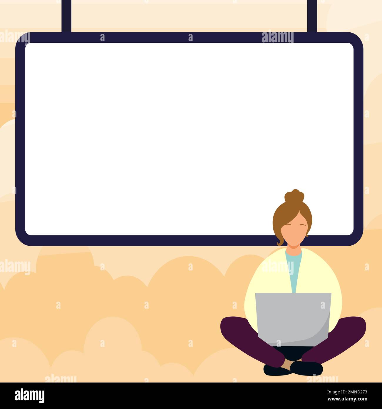 Yung girl sitting on the floor with laptop. Typing message. Important ...