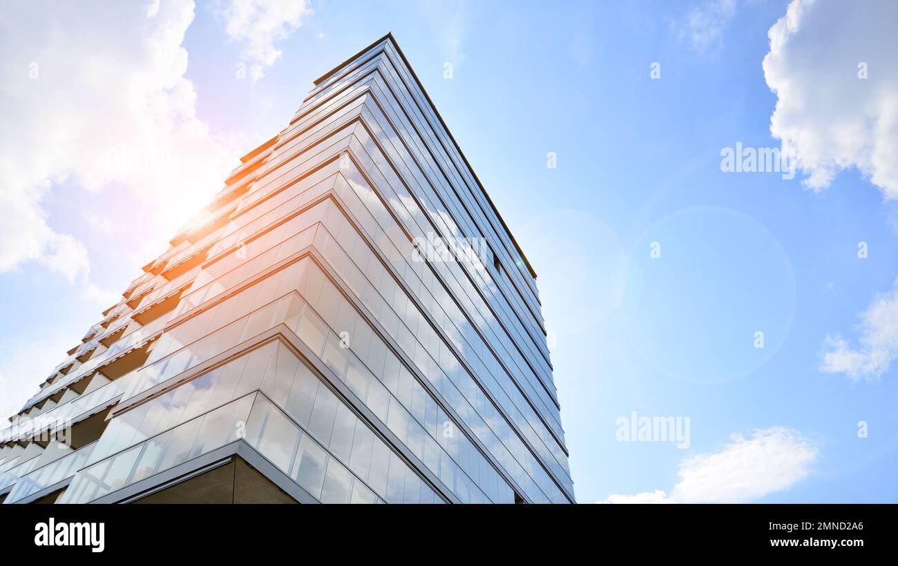 Modern apartment building in sunny day. Exterior, residential house ...